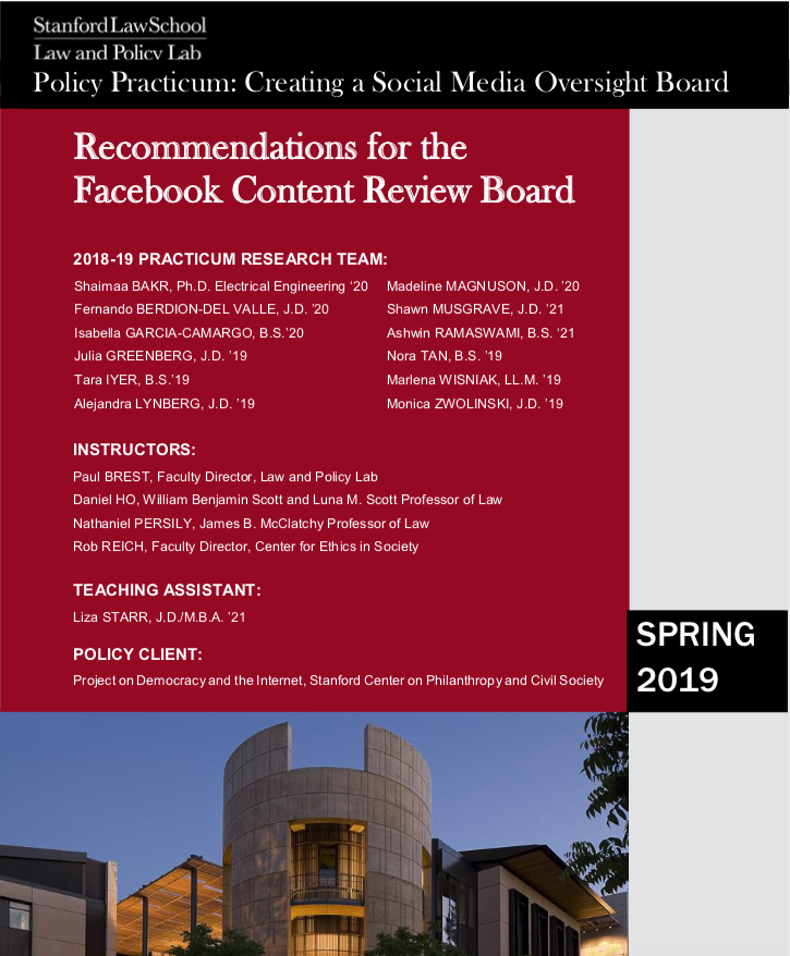 Recommendations for the Facebook Content Review Board - Stanford PACS