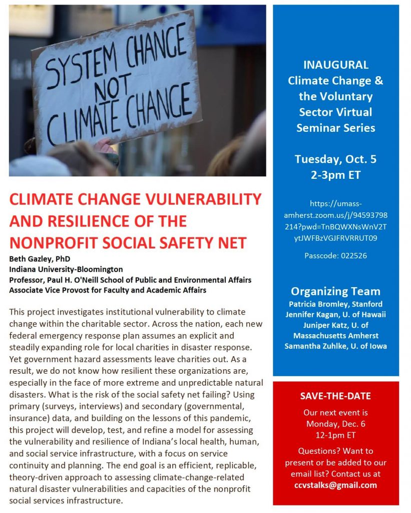 Climate Change And The Voluntary Sector Virtual Speaker Series