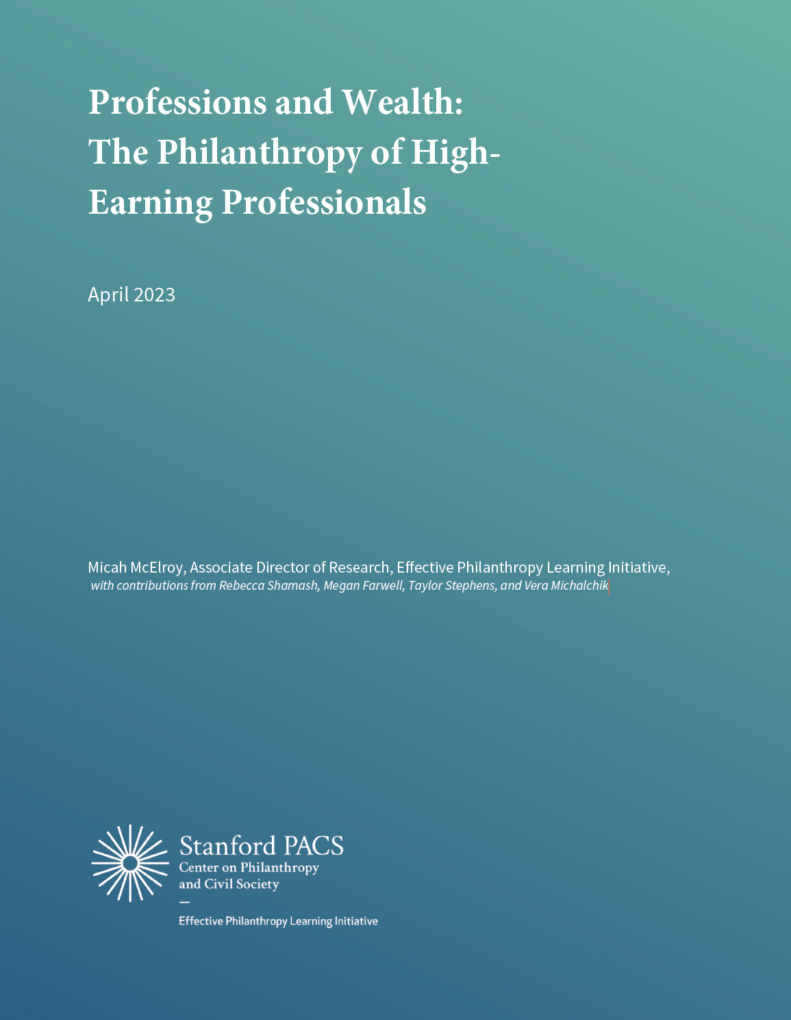Professions and Wealth: The Philanthropy of High-Earning Professionals ...